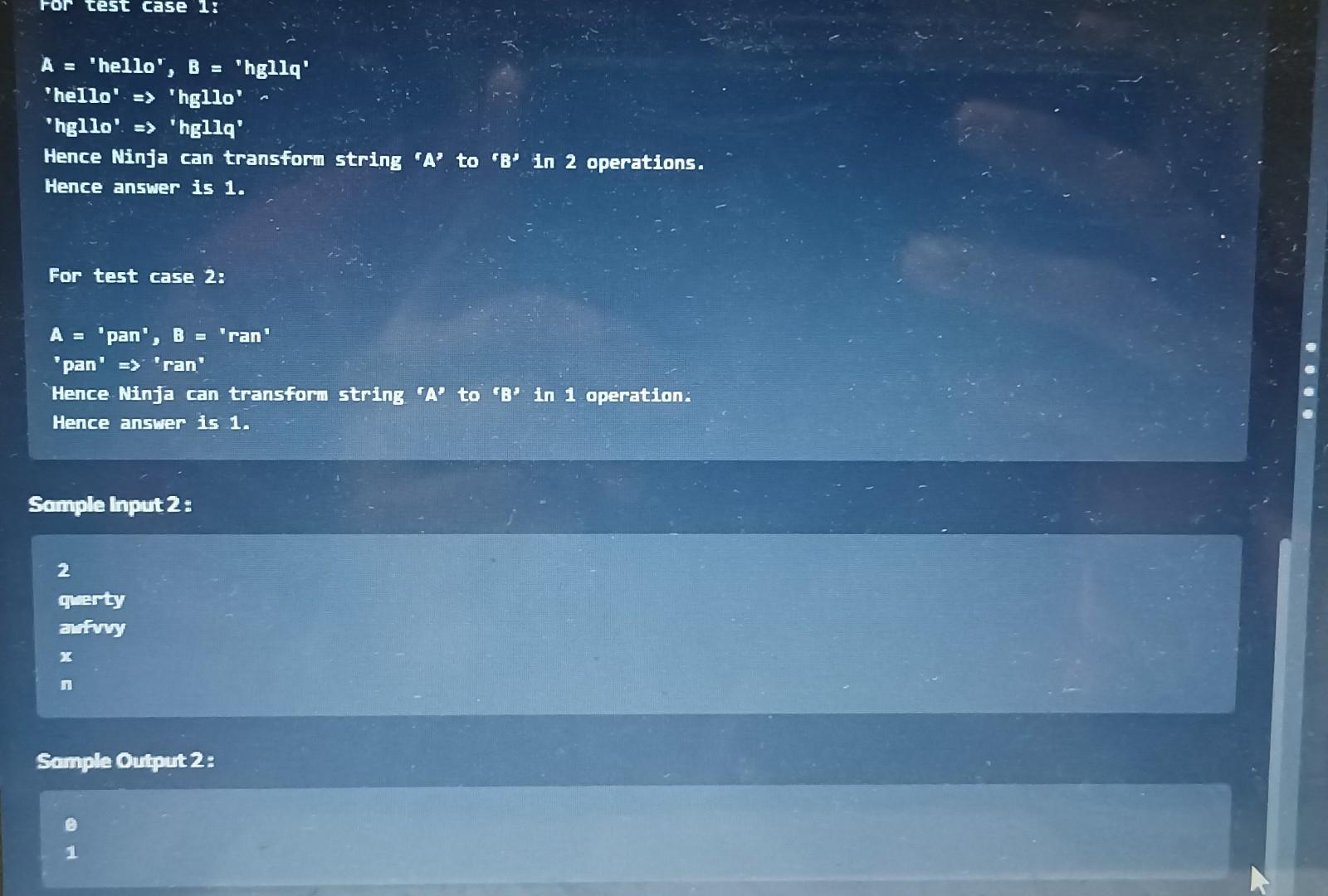 Solved Problem Statement Report An issuc Ninja is given two | Chegg.com