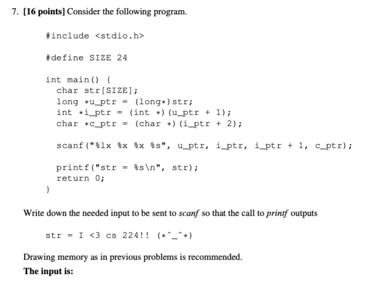 Solved [16 ﻿points] ﻿Consider the following program.Write | Chegg.com