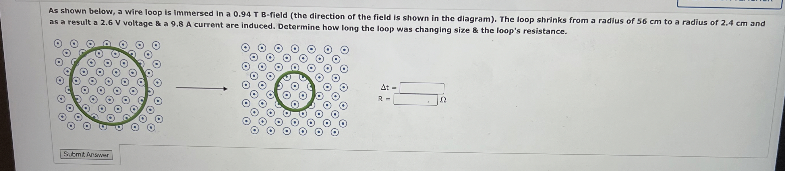 Solved As shown below, a wire loop is immersed in a 0.94 ﻿TB | Chegg.com