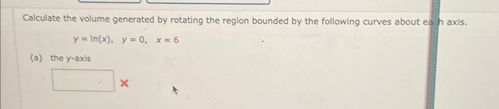 Solved Calculate the volume generated by rotating the region | Chegg.com