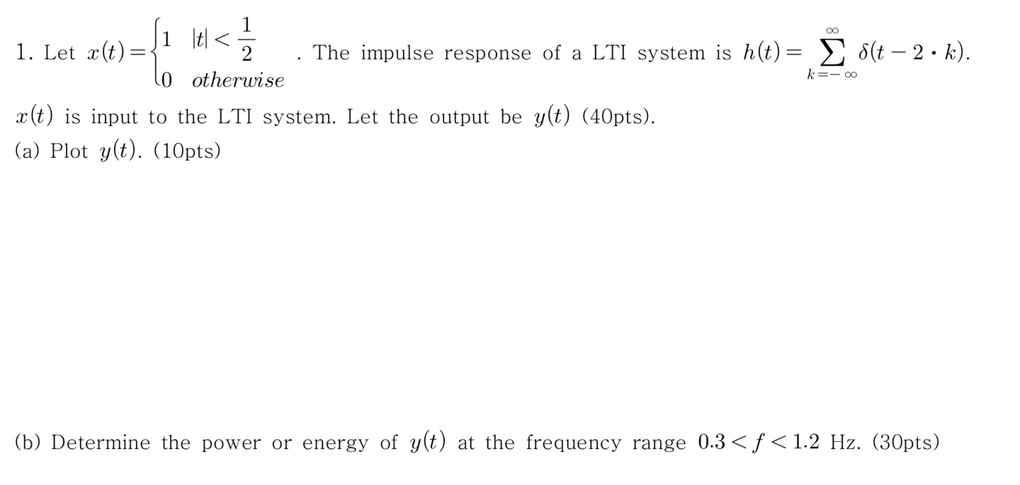 Solved Let x(t)={1,|t|