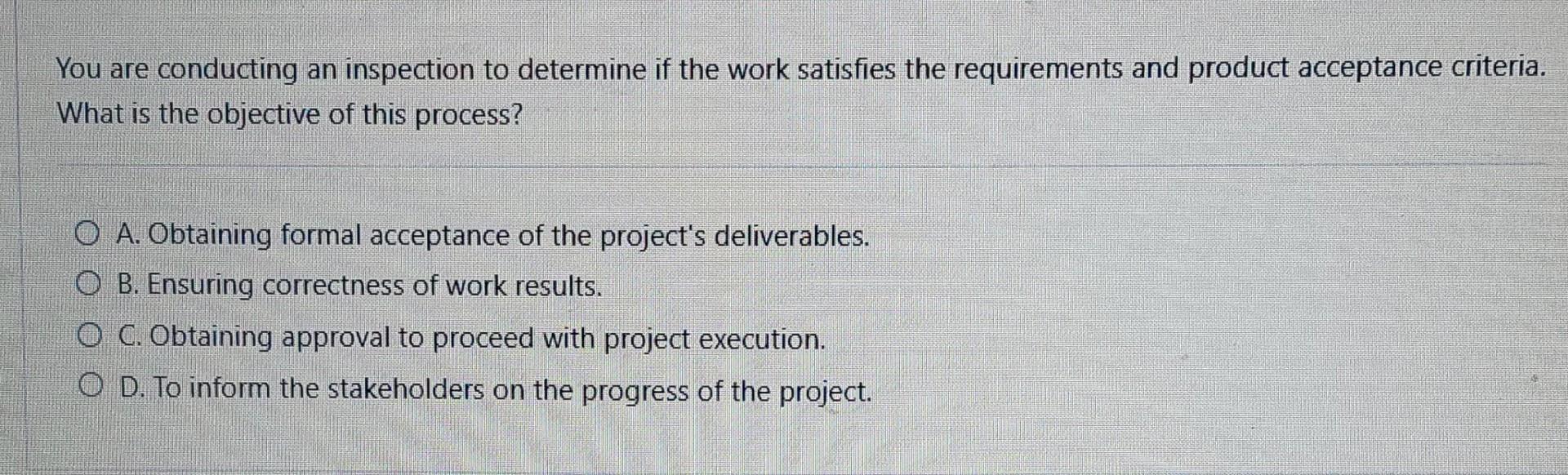 Solved You are conducting an inspection to determine if the | Chegg.com