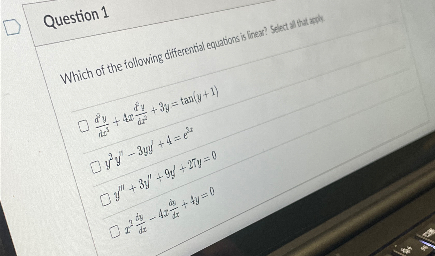 Solved Question 1Which of the following differential | Chegg.com