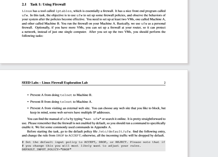 Solved 2.1 ﻿Task 1: Using FirewallLinux has a tool called | Chegg.com