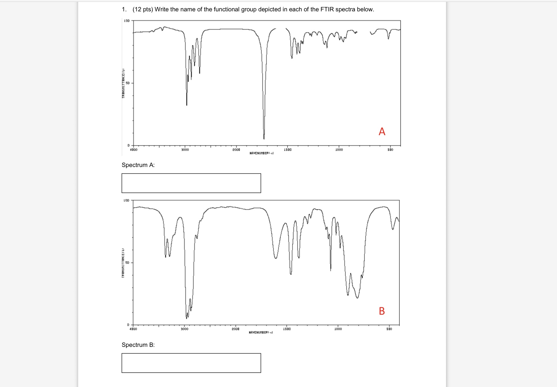 Solved Organic Chemistry IR spectroscopy 1. (12 ﻿pts) ﻿Write | Chegg.com