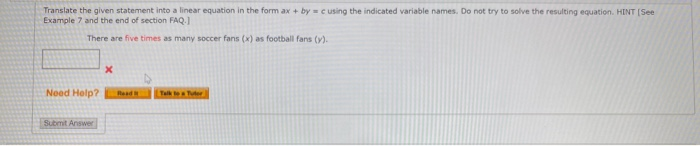 Solved Translate The Given Statement Into A Linear Equation