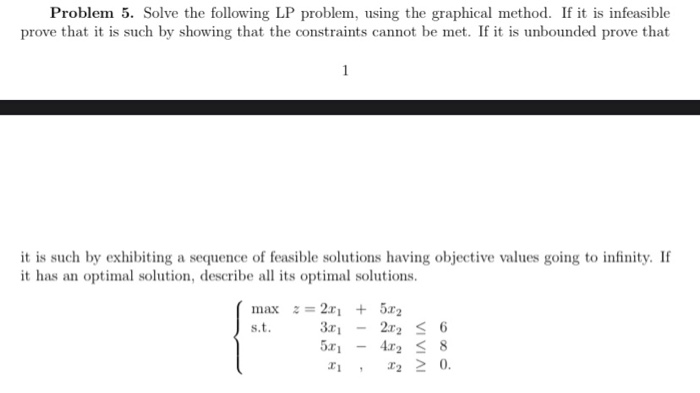 Solved Problem 5. Solve the following LP problem, using the | Chegg.com