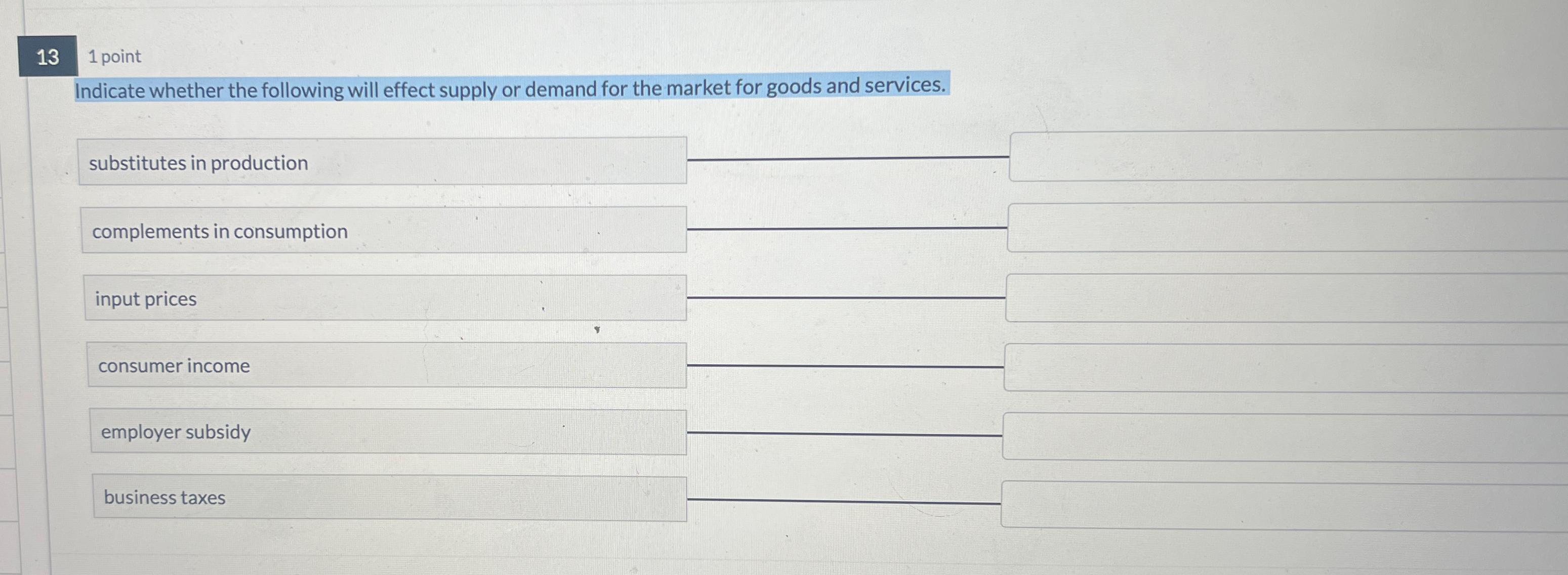 Solved 1 ﻿pointIndicate whether the following will effect | Chegg.com