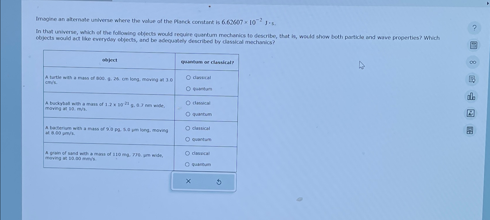 Solved Imagine an alternate universe where the value of the | Chegg.com