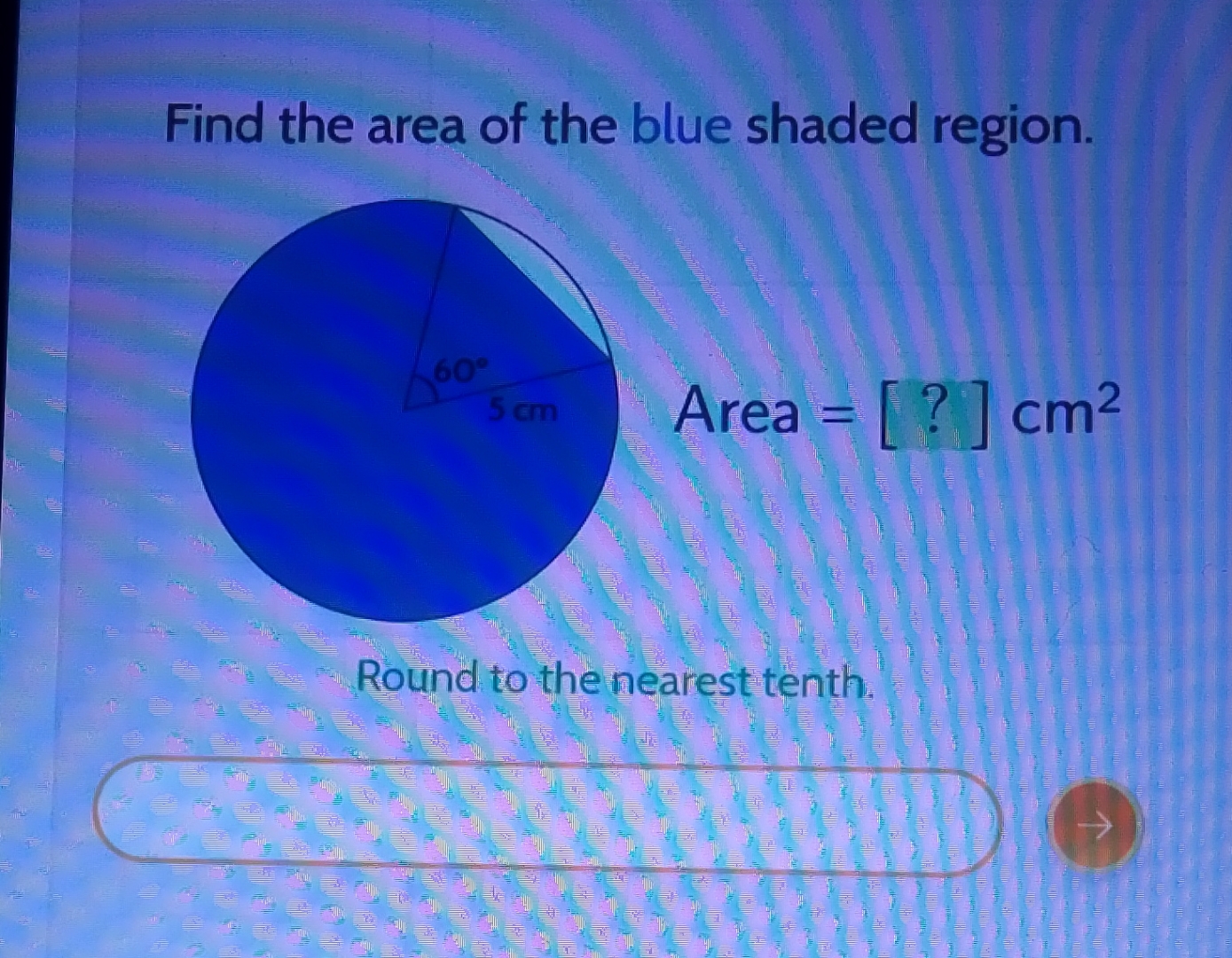 Solved Find the area of the blue shaded region.Round to the | Chegg.com