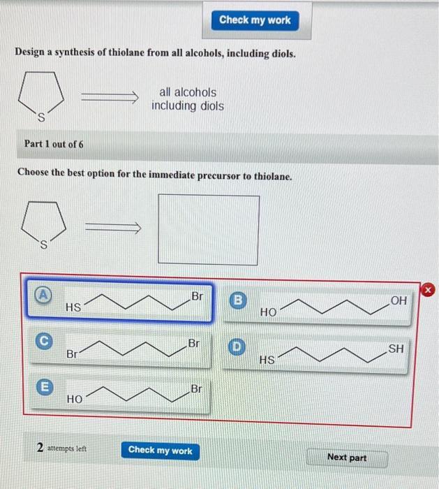 Solved Design a synthesis of thiolane from all alcohols, | Chegg.com