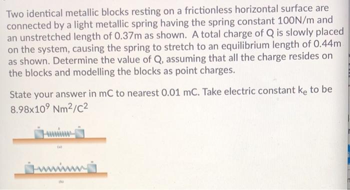 Solved Two identical metallic blocks resting on a | Chegg.com