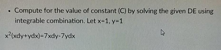 Solved Compute for the value of constant (C) by solving the | Chegg.com