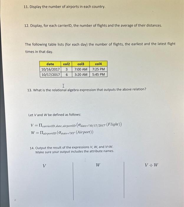 Solved The following tables form an instance of an Airport | Chegg.com