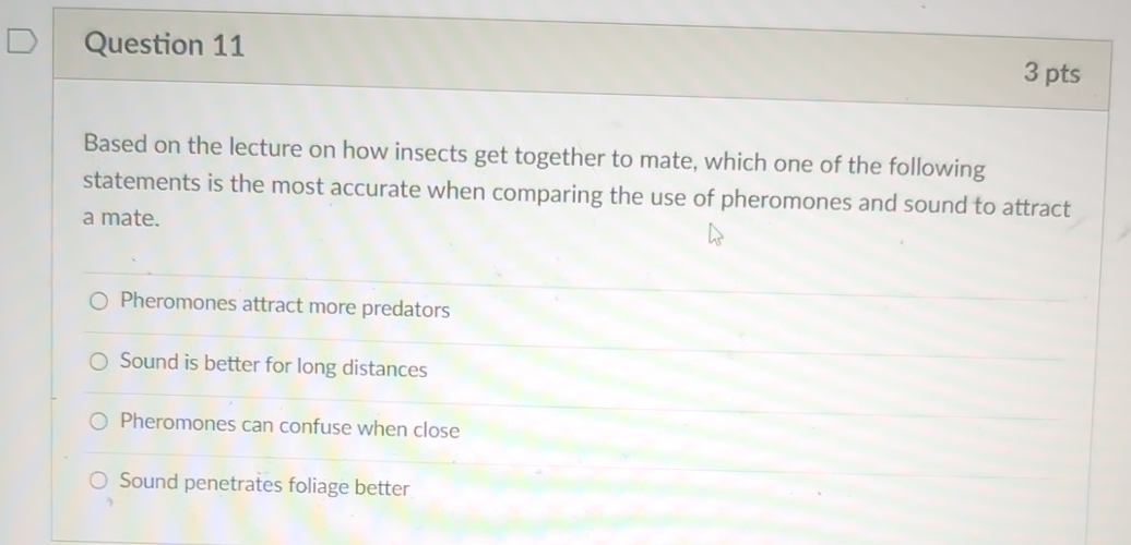 Solved Question 113 ﻿ptsBased on the lecture on how insects | Chegg.com