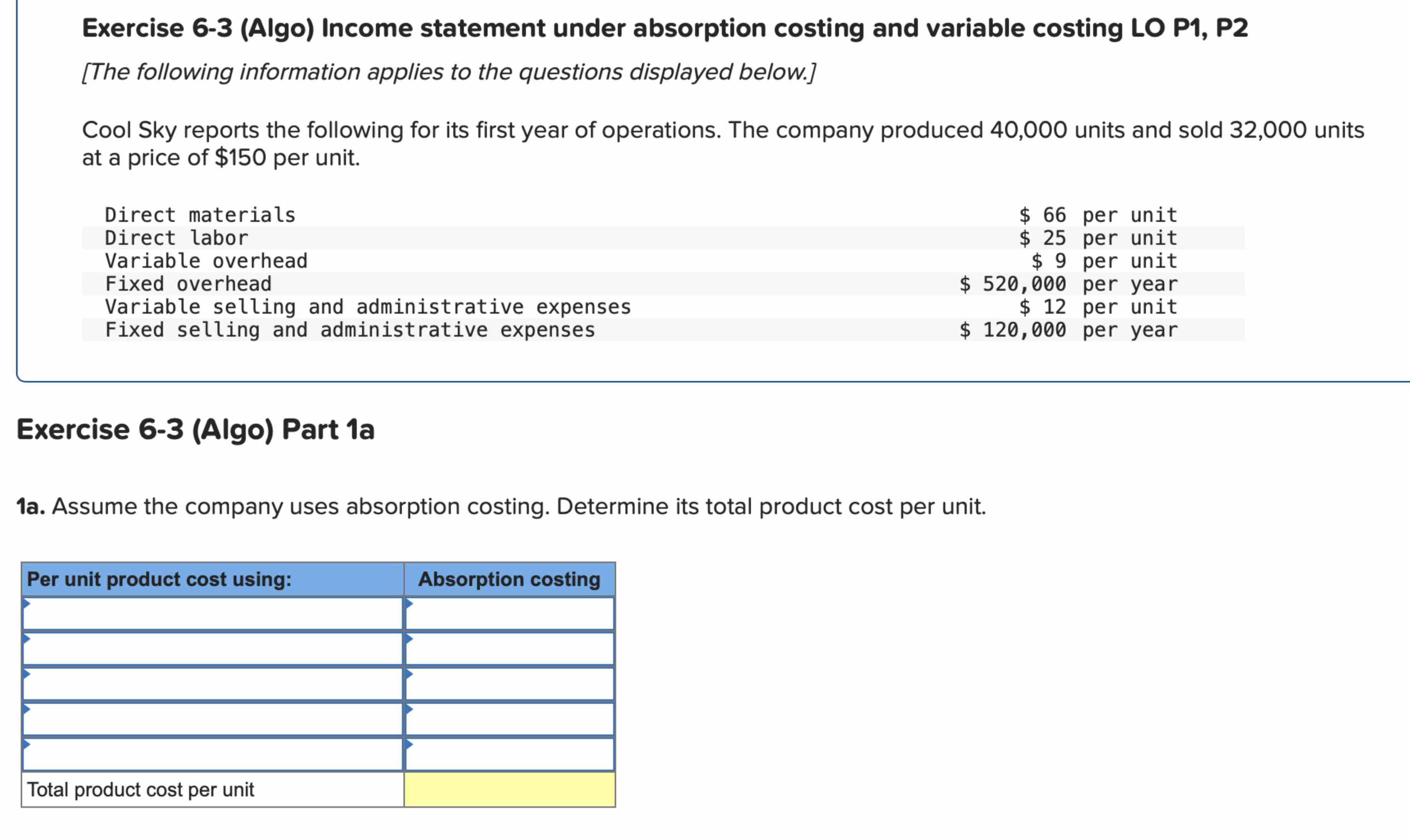 Solved Exercise 6-3 (Algo) ﻿Income statement under | Chegg.com