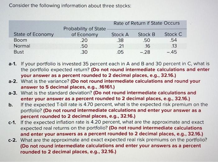 Solved Consider the following information about three | Chegg.com