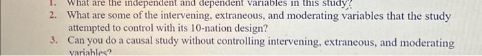 Solved 2. What are some of the intervening, extraneous, and | Chegg.com