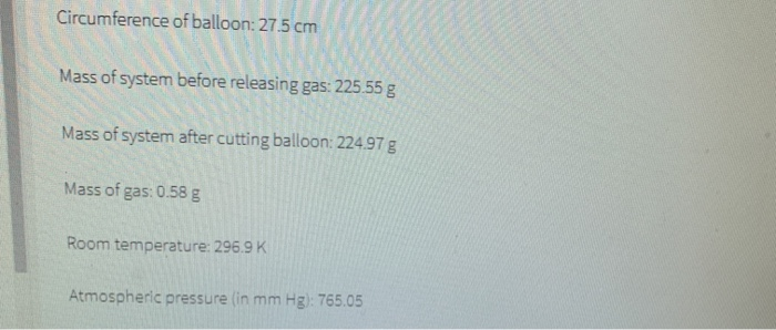 Solved UK Answered Using the circumference of the balloon, | Chegg.com