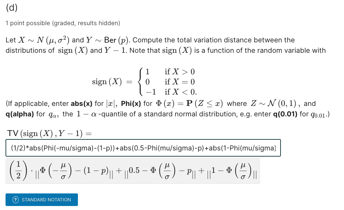 Solved (d)1 ﻿point possible (graded, ﻿results hidden)Let | Chegg.com