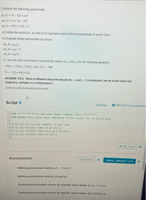 Solved Consider the following polynomials. | Chegg.com
