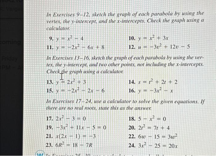 Solved In Exercises 9-12, sketch the graph of each parabola | Chegg.com