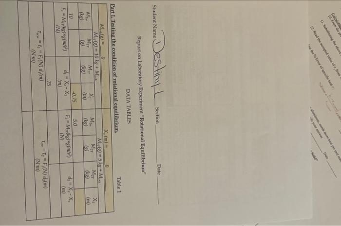 Report on Laboratory Experiment "Rotational | Chegg.com