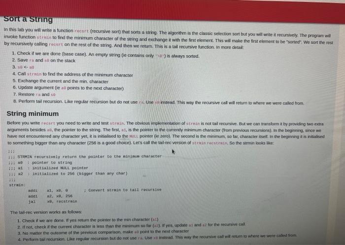 Solved In this lab you will write a function recsirt | Chegg.com