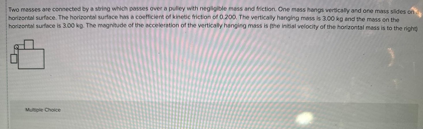 Solved Two masses are connected by a string which passes | Chegg.com