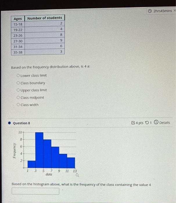 Solved Ages Number of students 15-18 19-22 23-26 27-30 31-34 | Chegg.com
