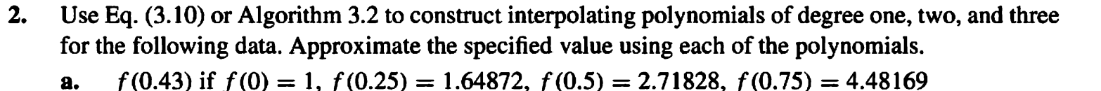 Solved Use Eq. (3.10) ﻿or Algorithm 3.2 ﻿to construct | Chegg.com