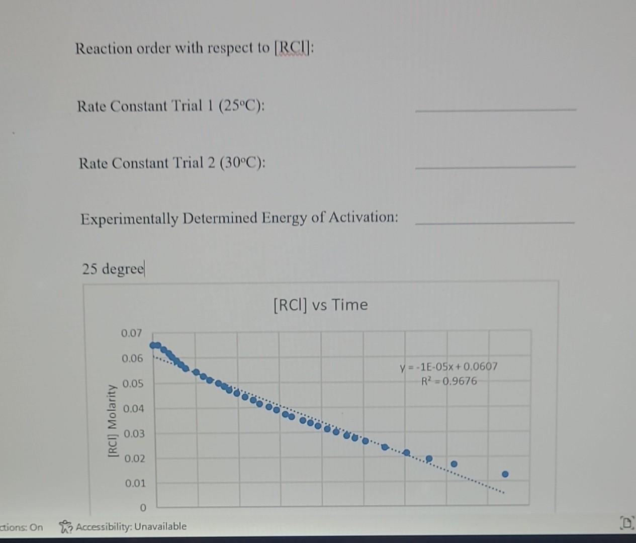 Solved Reaction order with respect to [RCI]: Rate Constant | Chegg.com