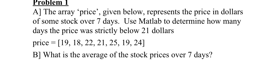 Solved Problem 1A] ﻿The array 'price', given below, | Chegg.com