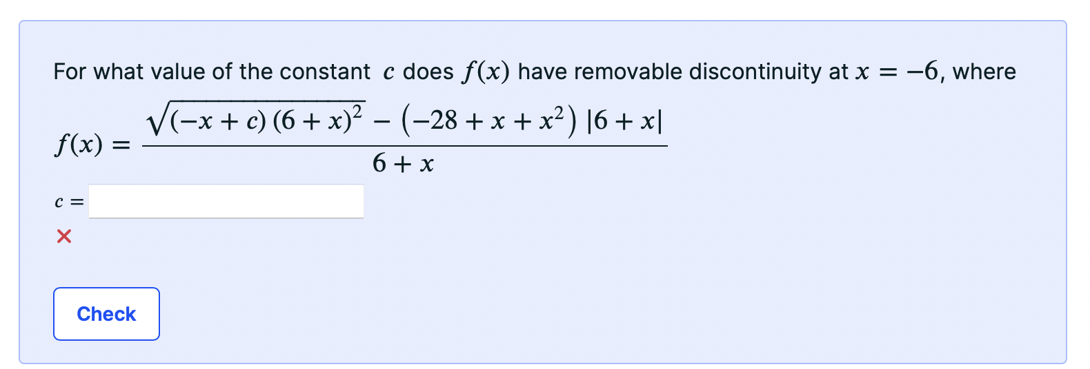 Solved 1) ﻿For what value of the constant c ﻿does f(x) ﻿have | Chegg.com