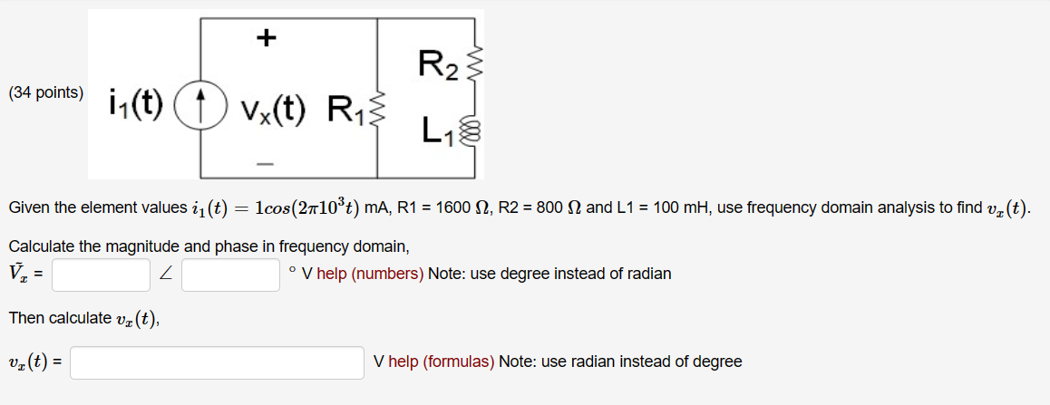 Solved (34 ﻿pointGiven the element values | Chegg.com