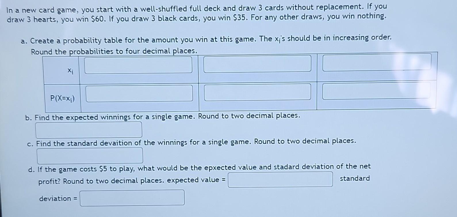 Solved n a new card game, you start with a well-shuffled | Chegg.com