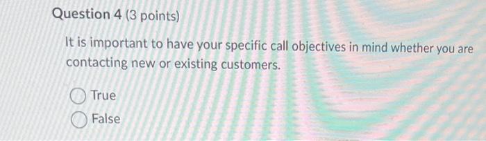 Solved It is important to have your specific call objectives | Chegg.com