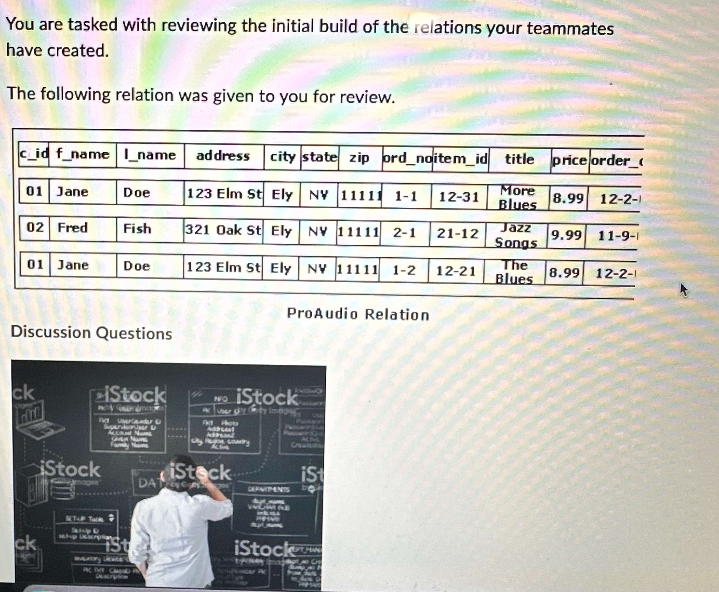 Solved You are tasked with reviewing the initial build of | Chegg.com
