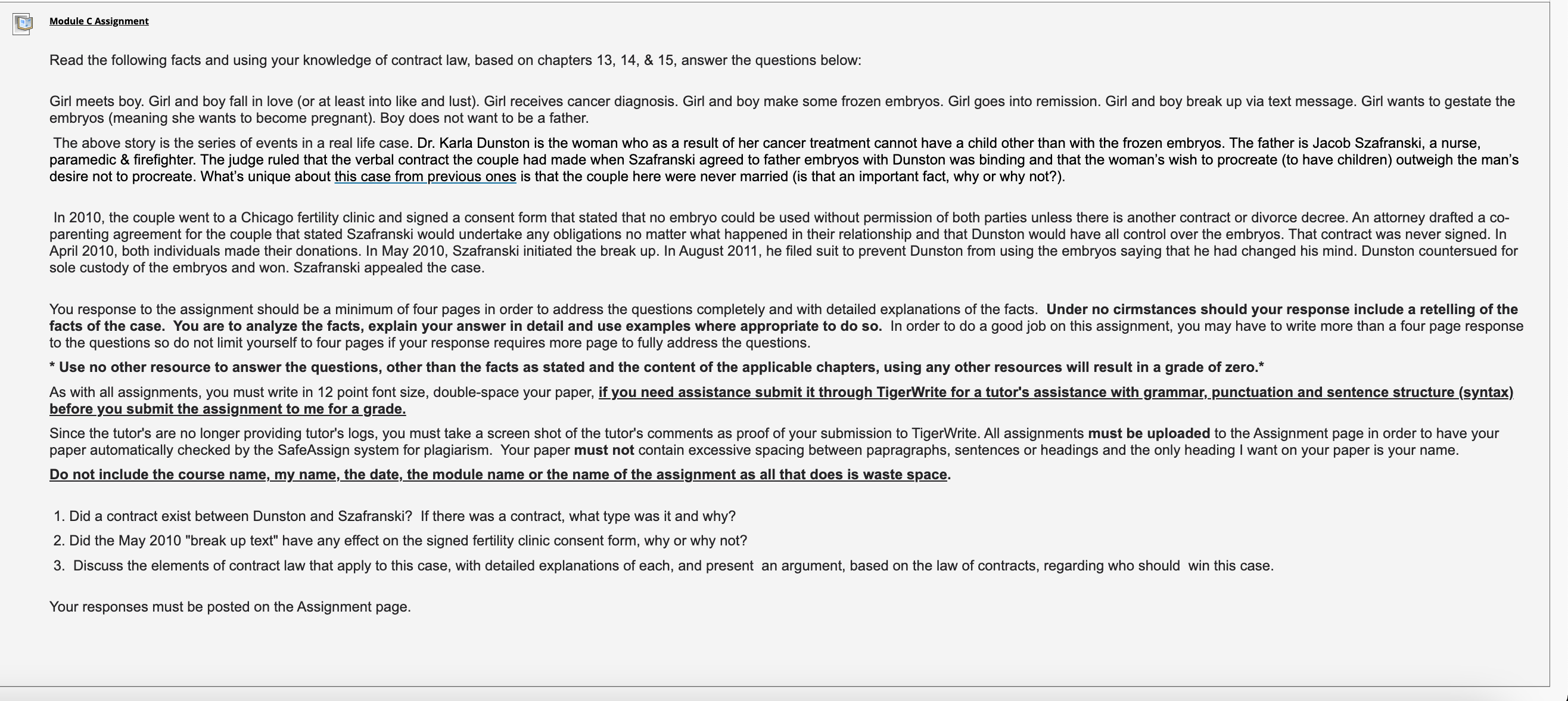 Solved Module C AssignmentRead the following facts and using | Chegg.com