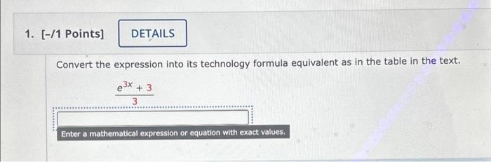 Solved 1. [-/1 Points] ******** DETAILS Convert the | Chegg.com