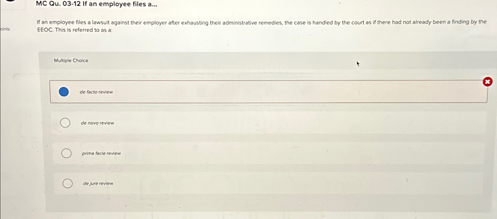 Solved MC Qu. 03-12 ﻿If an employee files a...If an employee | Chegg.com