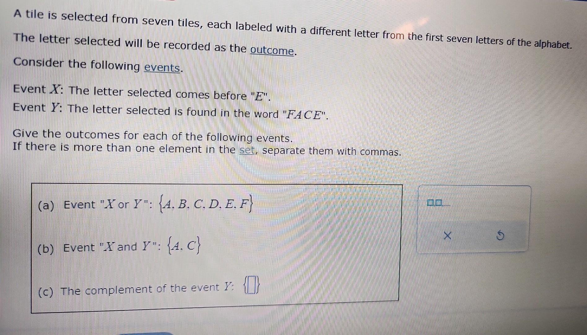 Solved A tile is selected from seven tiles, each labeled | Chegg.com