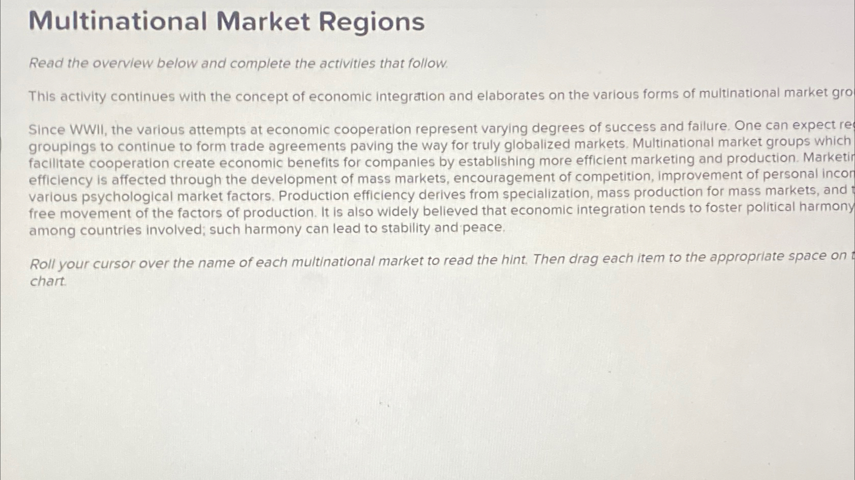 Solved Multinational Market RegionsRead the overview below | Chegg.com