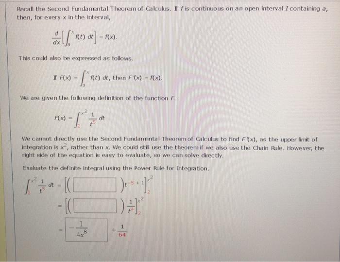 Solved Recall the Second Fundamental Theorem of Calculus. If | Chegg.com