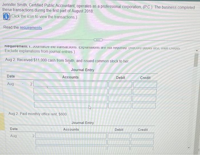 Solved Requirements 1. Journalize the transactions for | Chegg.com