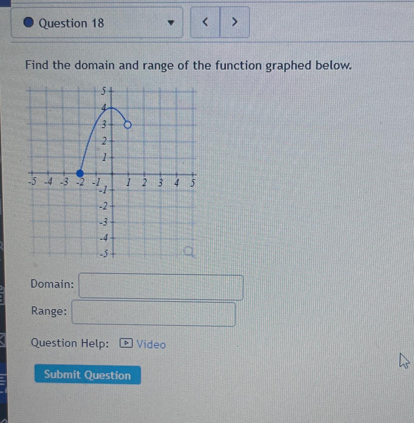 Solved Question 18Find the domain and range of the function | Chegg.com
