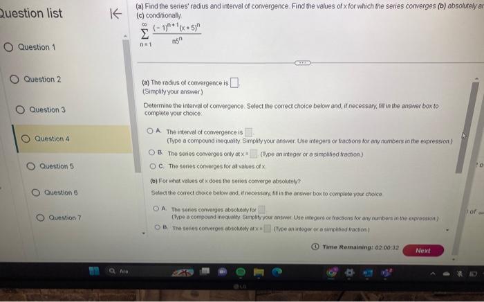 2uestion list (a) Find the series' radius and | Chegg.com