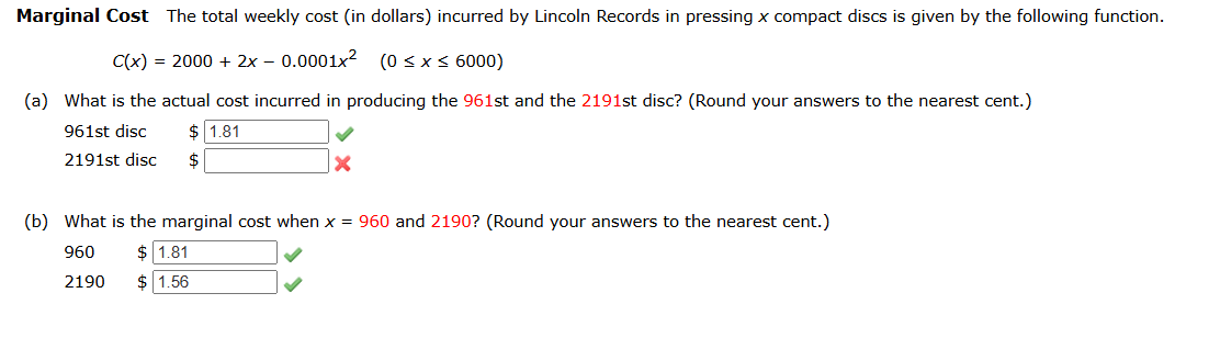 Solved by an EXPERT Marginal Cost The total weekly cost (in ﻿dollars ...
