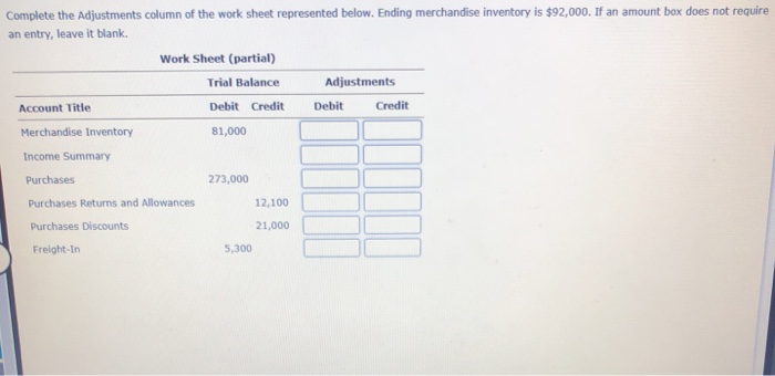 Solved Complete the Adjustments column of the work sheet | Chegg.com