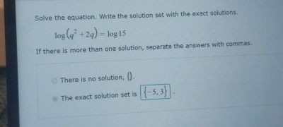 Solved Solve the equation. Write the solution set with the | Chegg.com